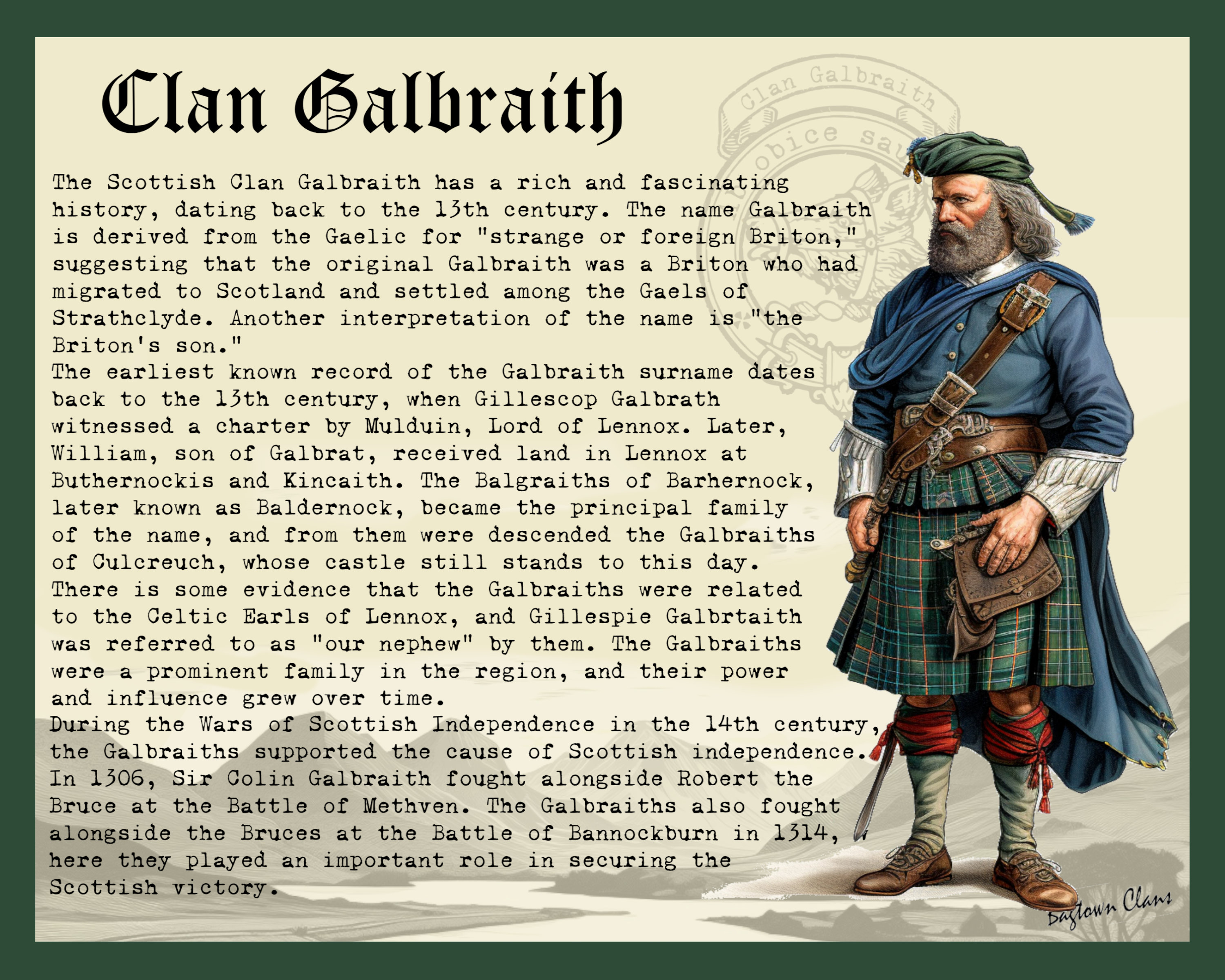 Clan Galbraith Scottish History Poster - Etsy