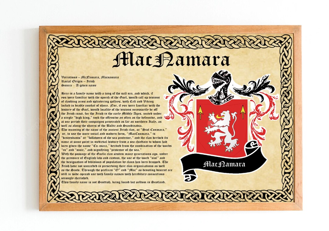 Macnamara Coat of Arms Vintage Poster - Etsy