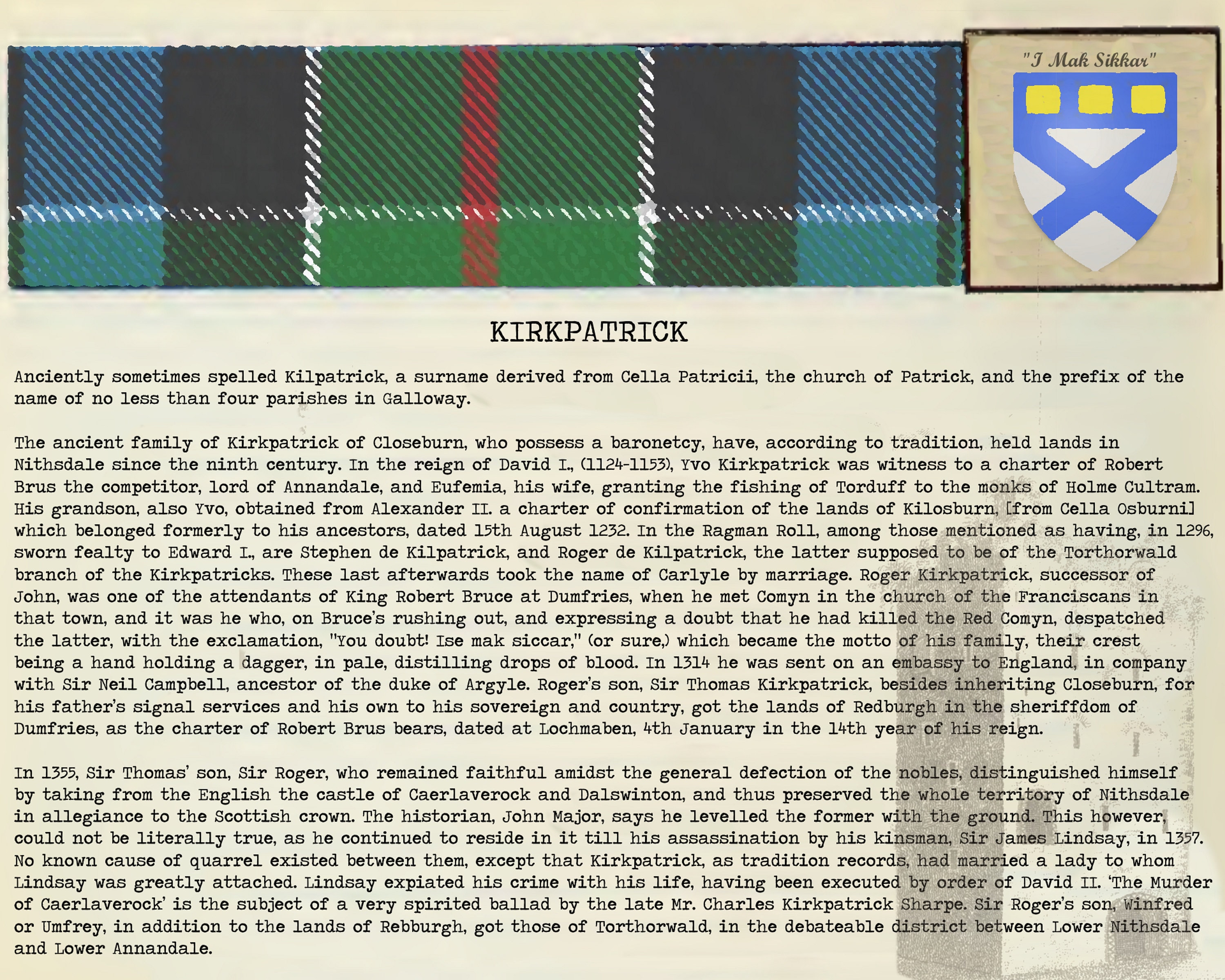 Clan Kirkpatrick Vintage Poster - Etsy