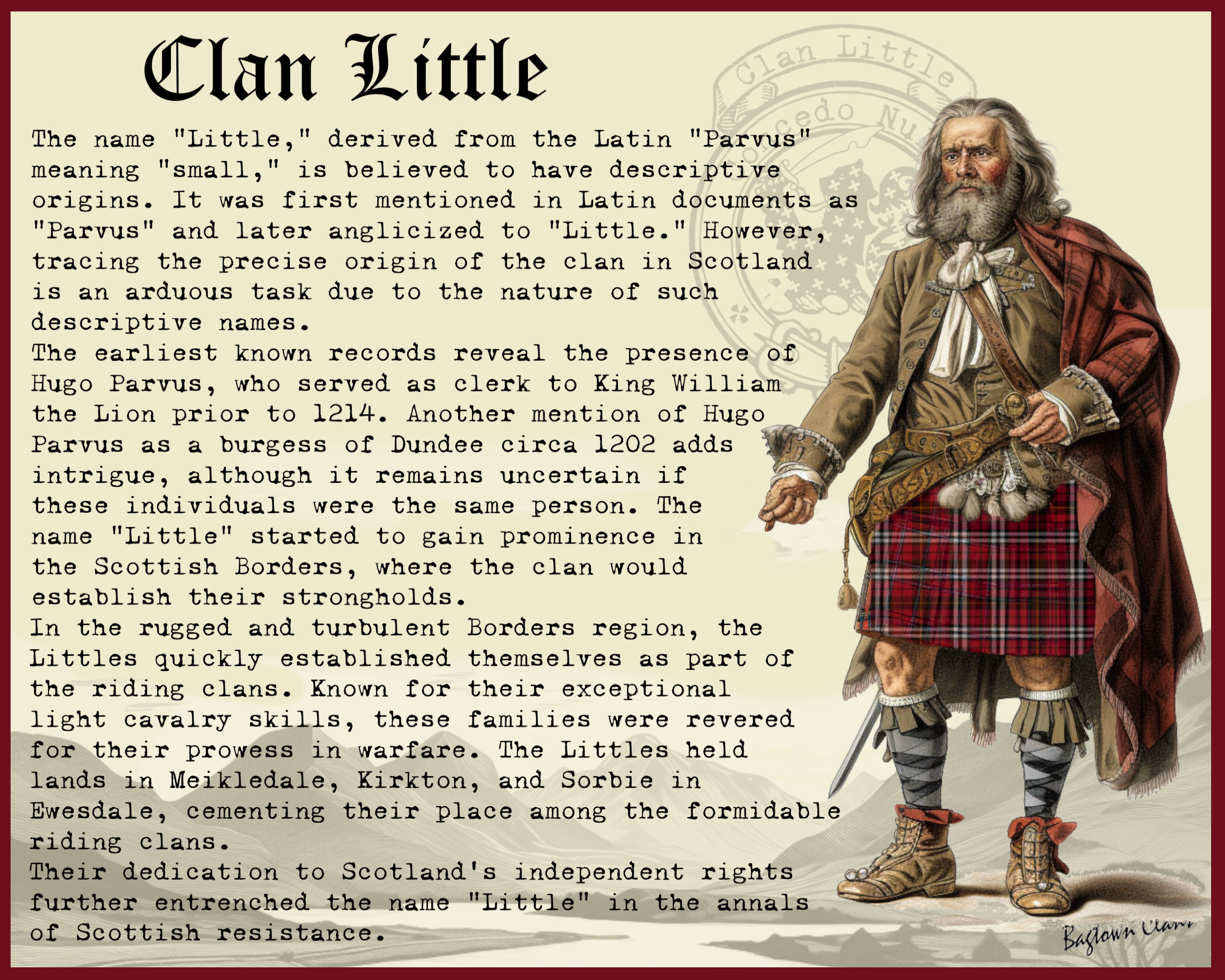 Clan Little Scottish History Poster - Etsy