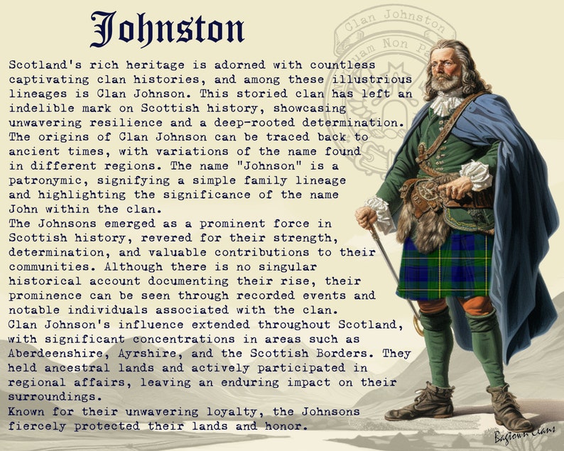 Clan Johnston Scottish History Poster - Etsy