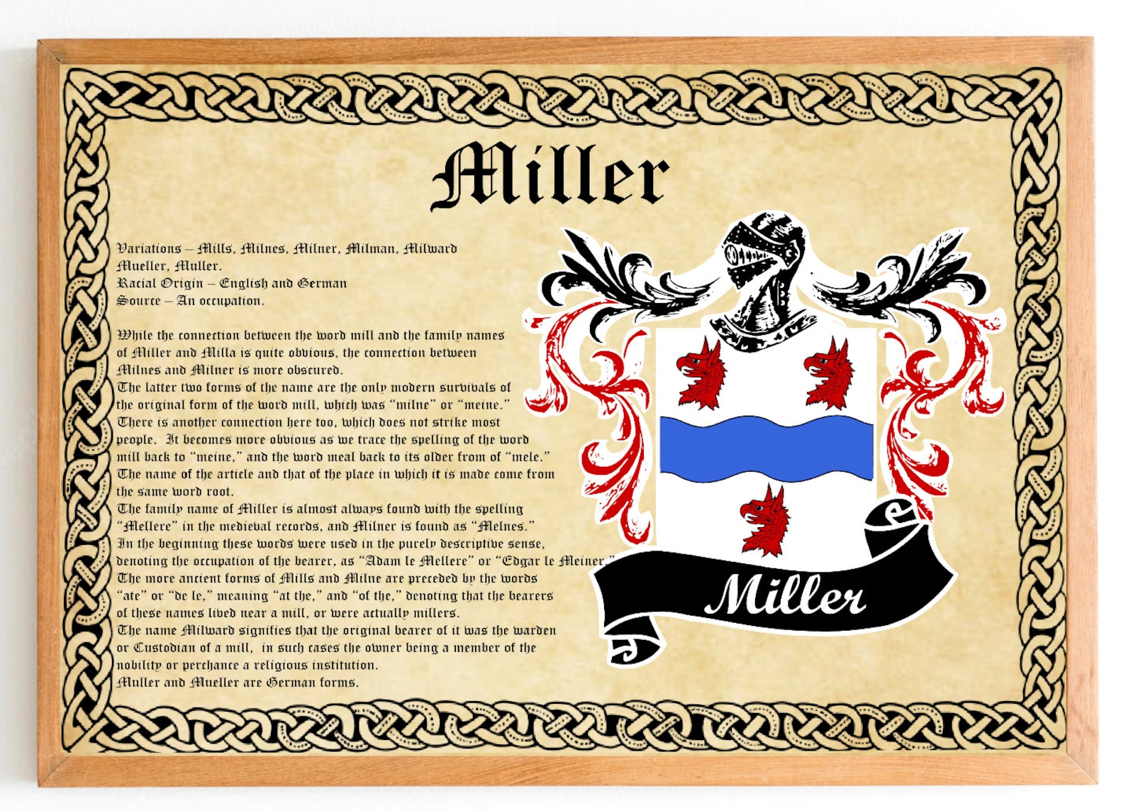 Miller Coat of Arms Vintage Poster - Etsy
