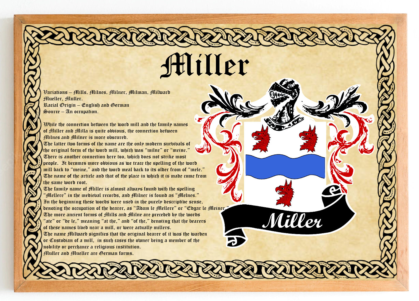 Miller Coat of Arms Vintage Poster - Etsy