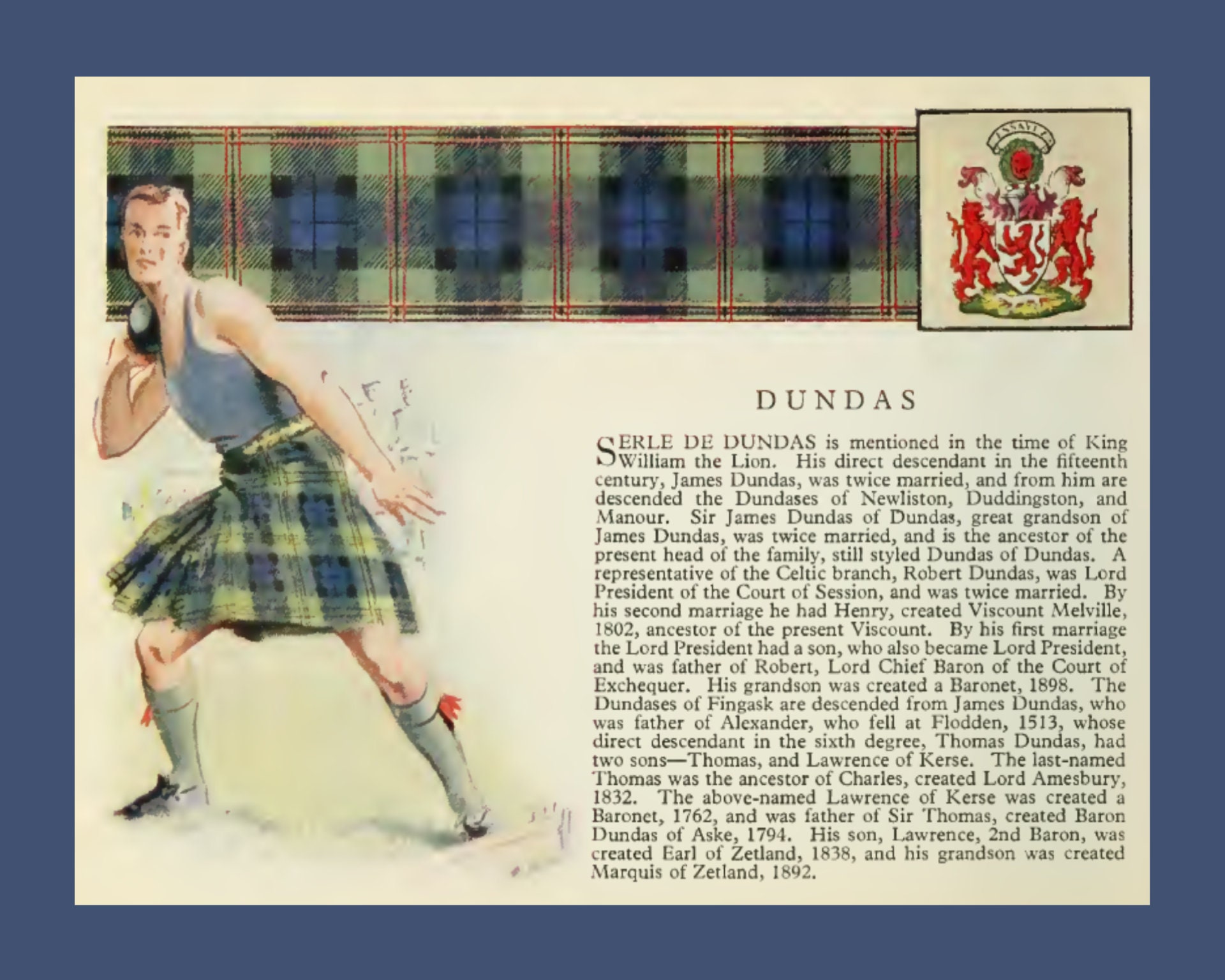 Clan Dundas Vintage Poster - Etsy