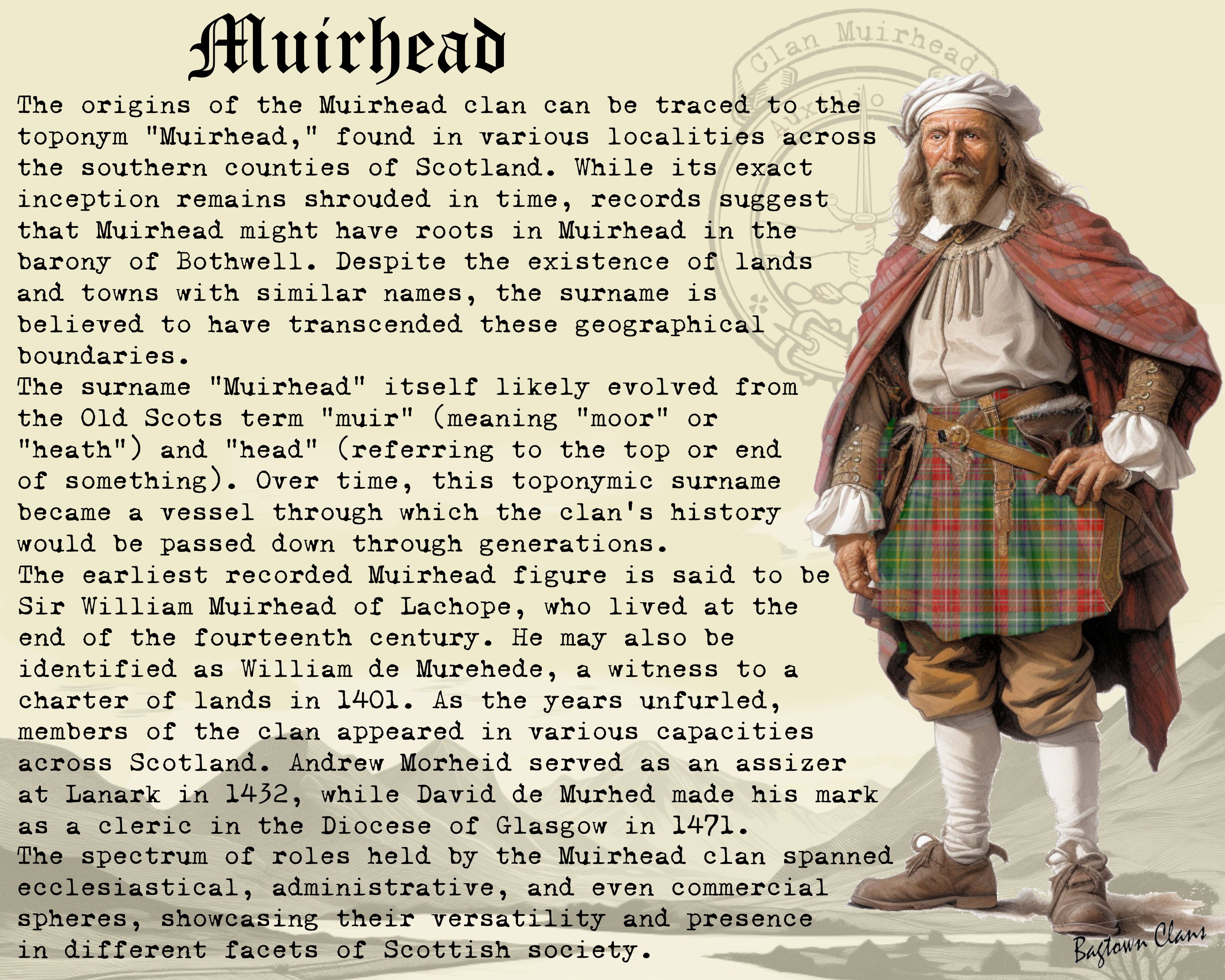 Muirhead Scottish Clan History Poster - Etsy