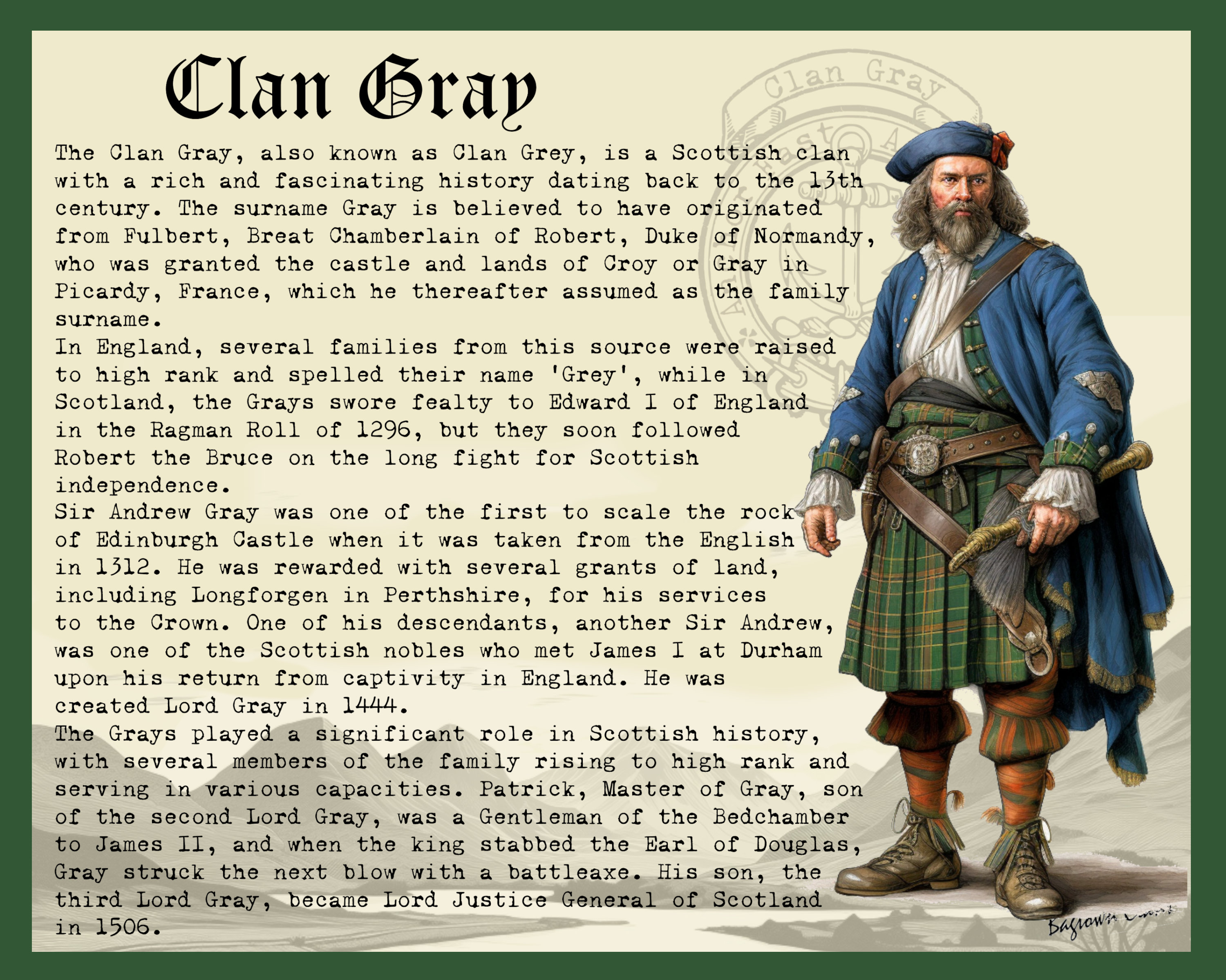 Clan Gray Scottish History Poster - Etsy