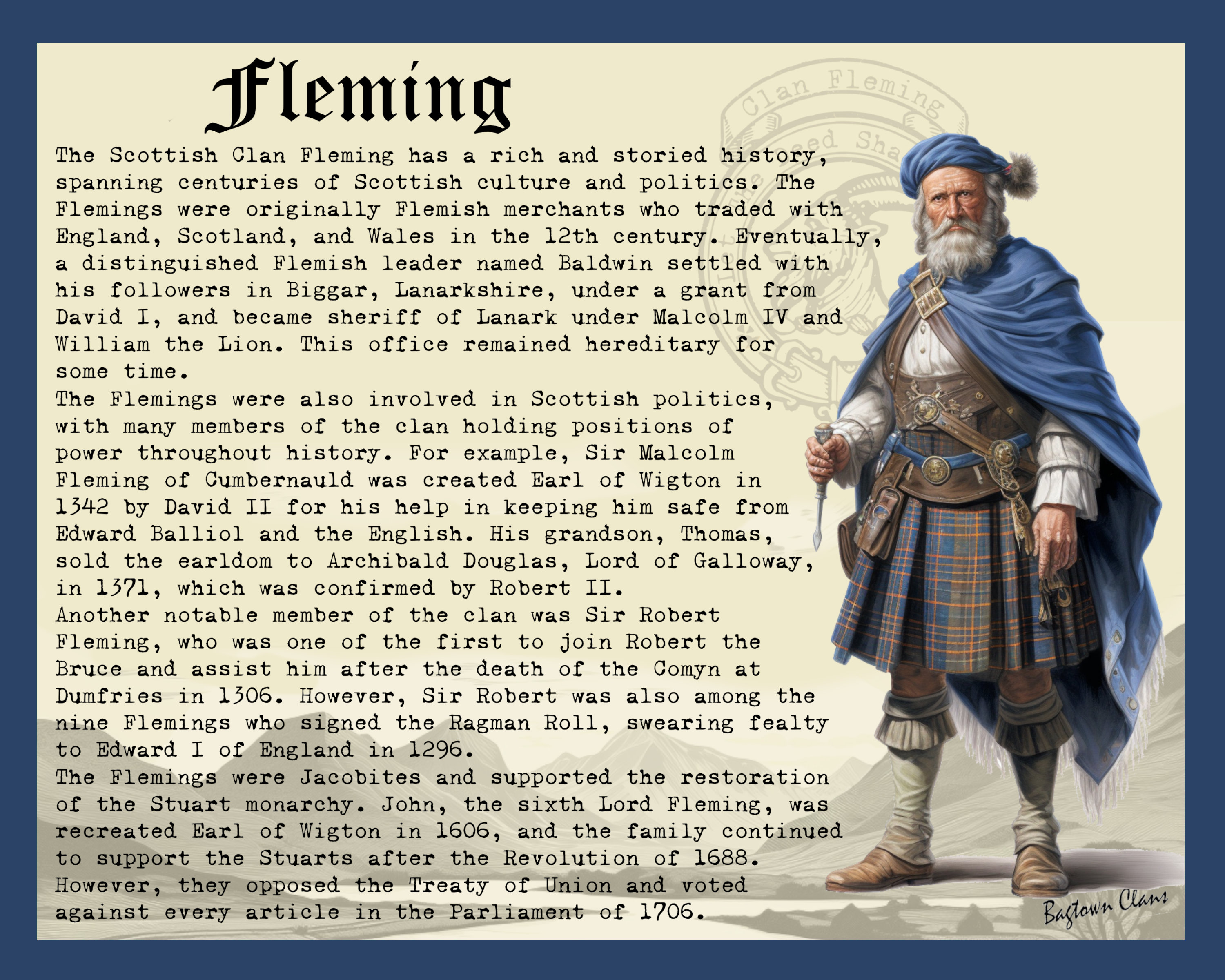 Clan Fleming Scottish History Poster - Etsy