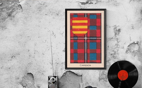 Cameron Clan Tartan and Coat of Arms Vintage Poster digital - Etsy