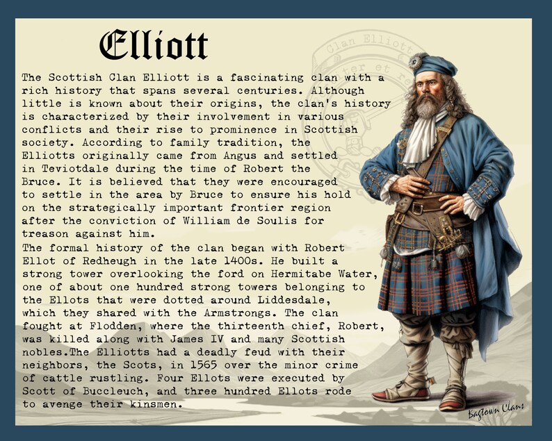 Clan Elliott Scottish History Poster - Etsy