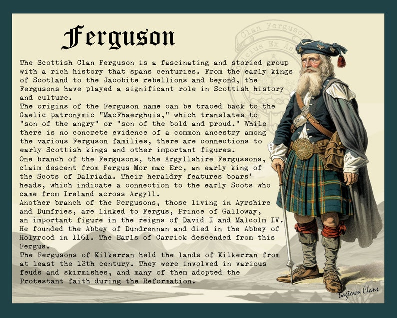 Clan Ferguson Scottish History Poster - Etsy