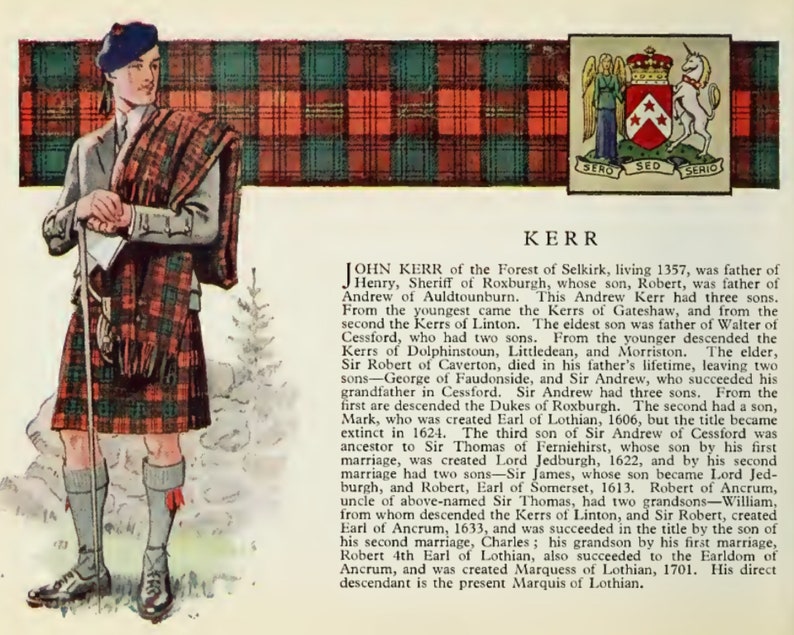 Clan Kerr Vintage Poster - Etsy