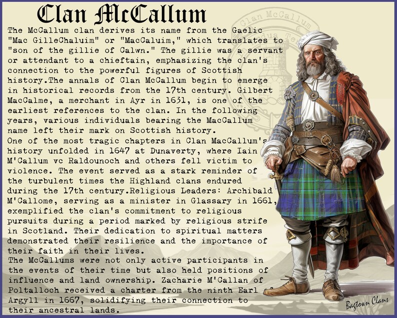 Clan Mccallum Scottish History Poster - Etsy