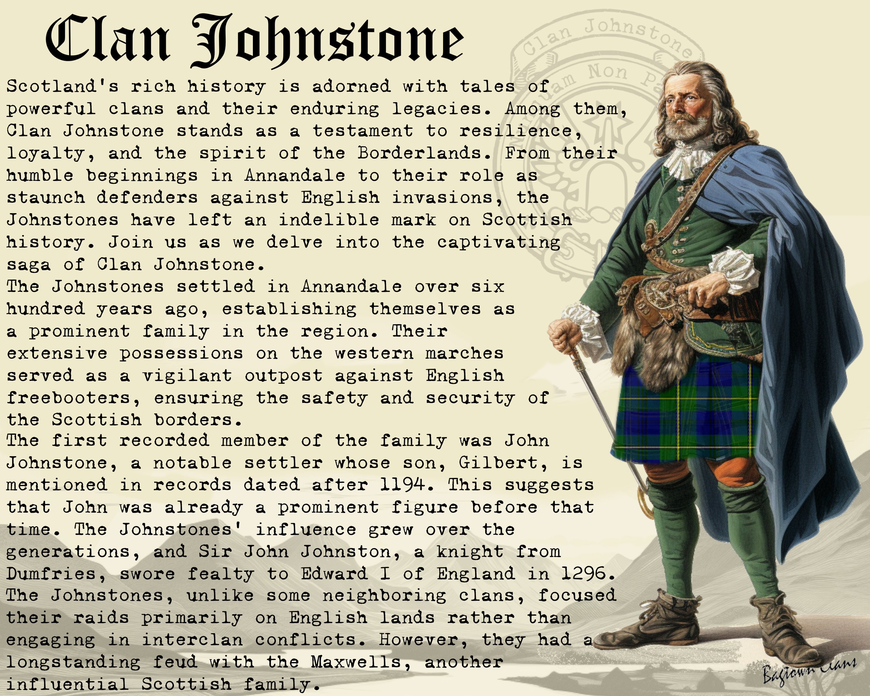 Clan Johnstone Scottish History Poster - Etsy