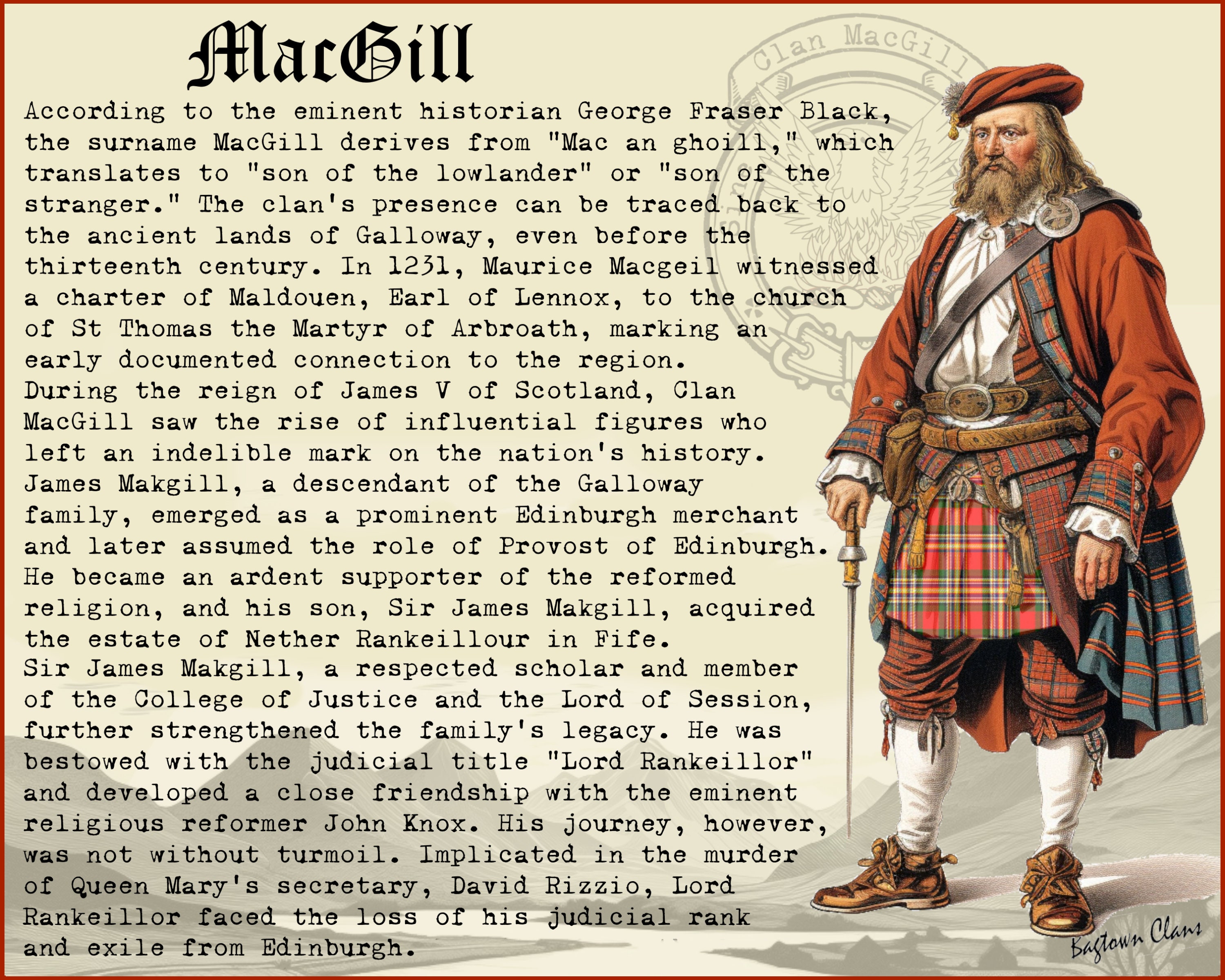 Macgill Scottish Clan History Poster - Etsy