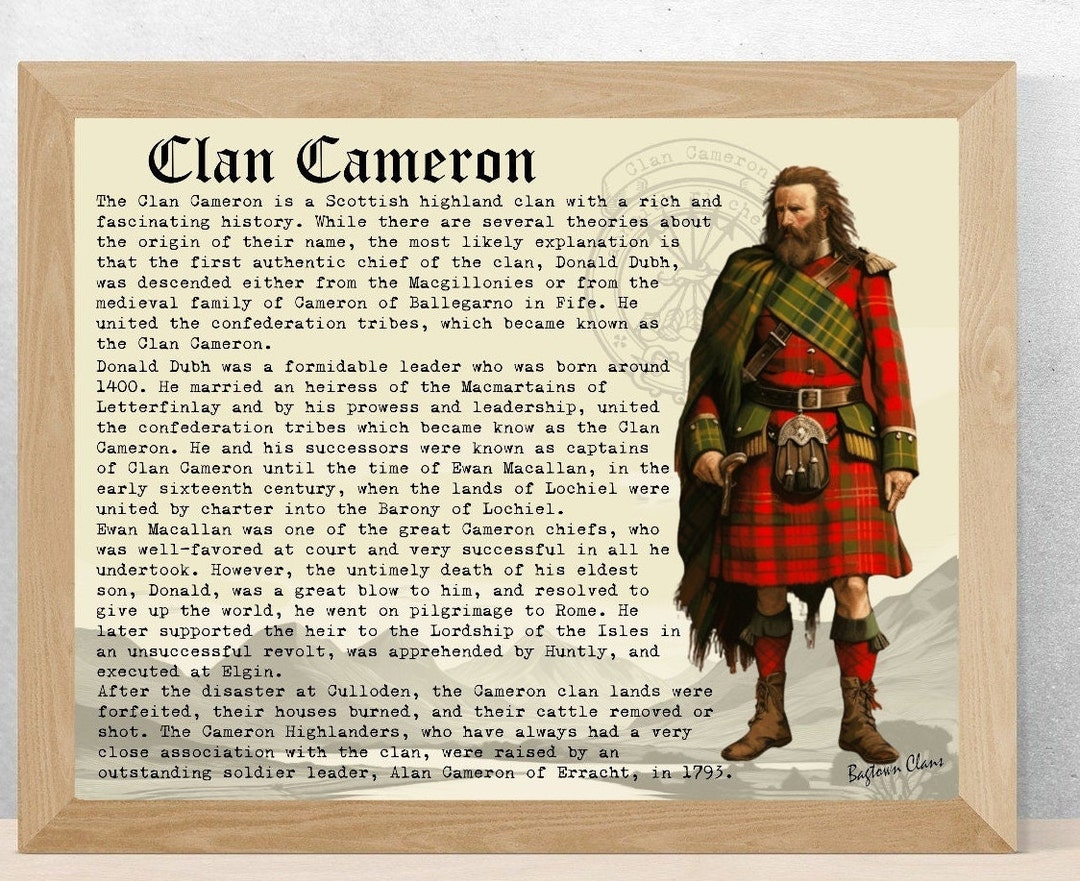 Clan Cameron Scottish History Poster - Etsy
