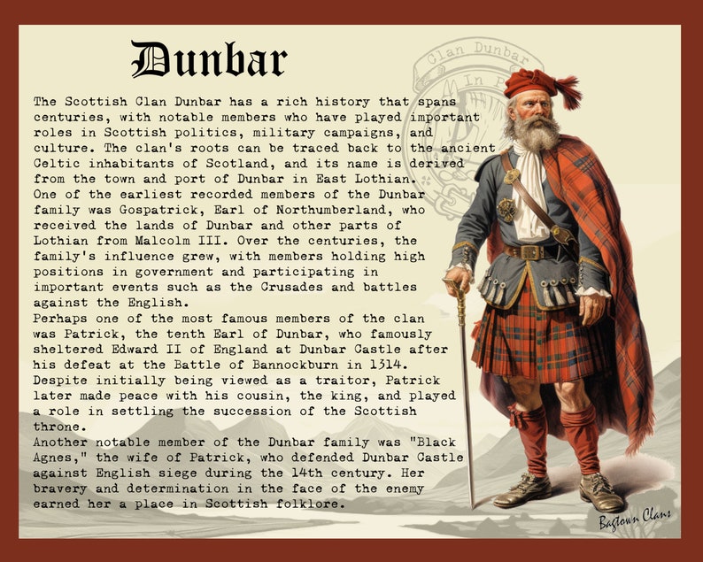 Clan Dunbar Scottish History Poster - Etsy