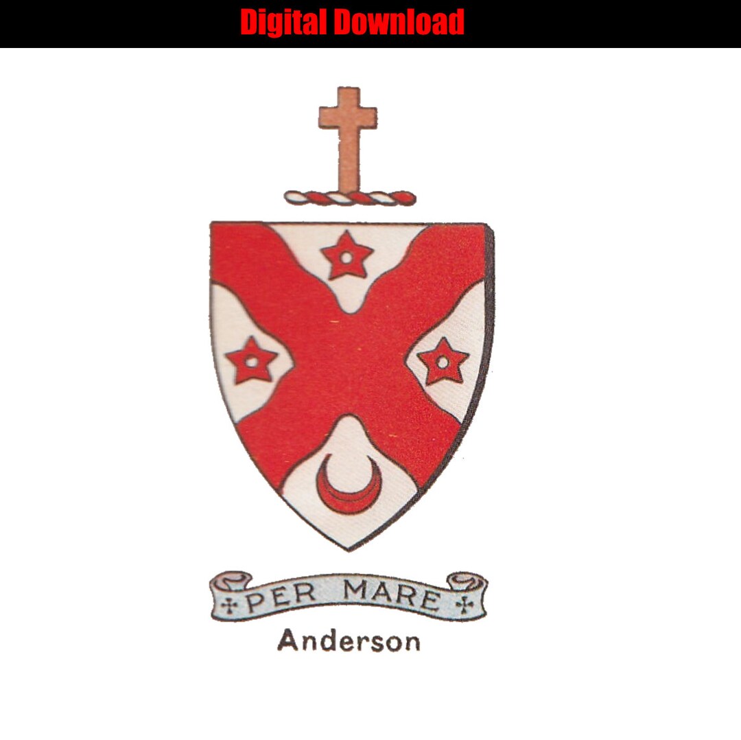 Anderson Scottish Clan 1906 Vintage Coat of Arms Image (digital ...
