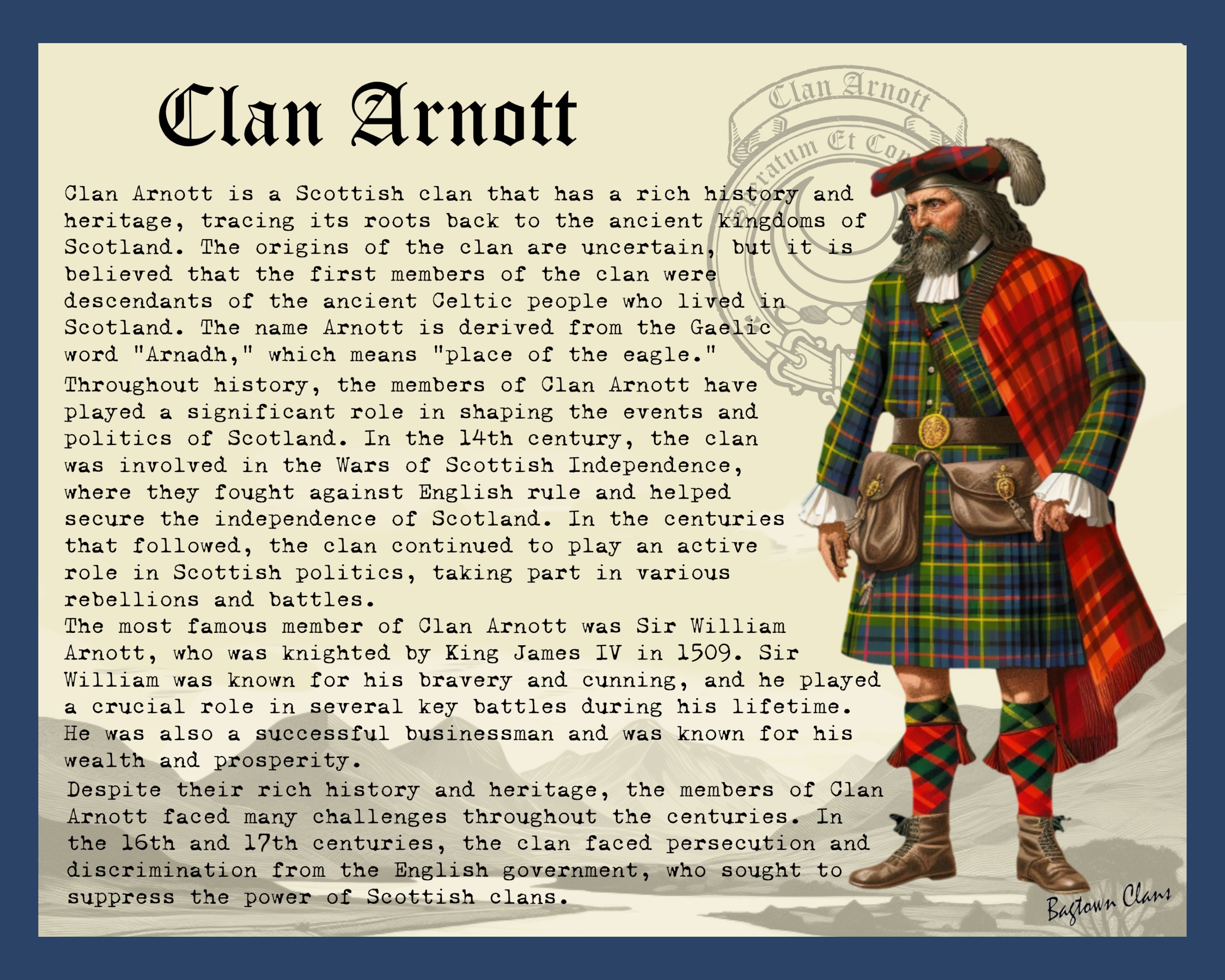 Clan Arnott Vintage Poster - Etsy