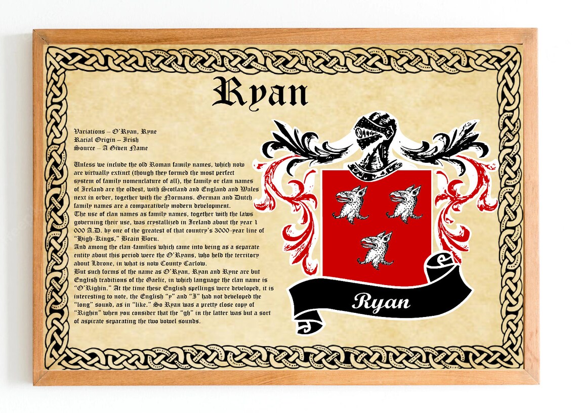 Ryan Coat of Arms Vintage Poster - Etsy