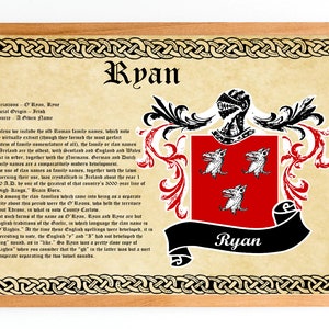 Ryan Coat of Arms Vintage Poster - Etsy