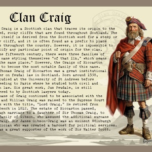 Clan Craig Scottish History Poster - Etsy