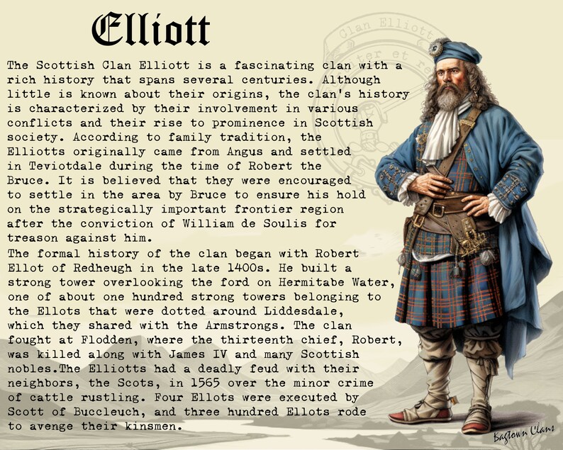 Clan Elliott Scottish History Poster - Etsy