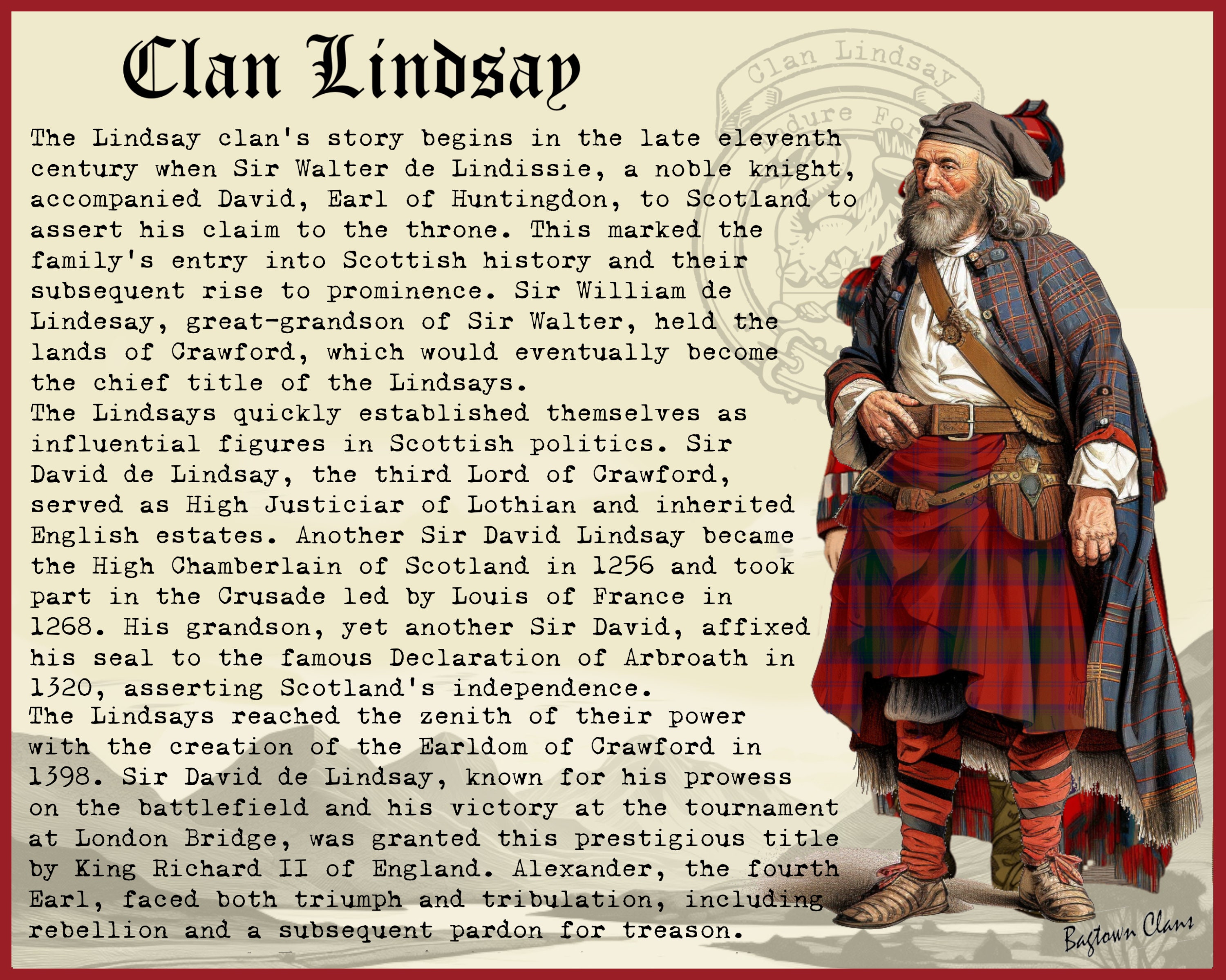 Clan Lindsay Scottish History Poster - Etsy