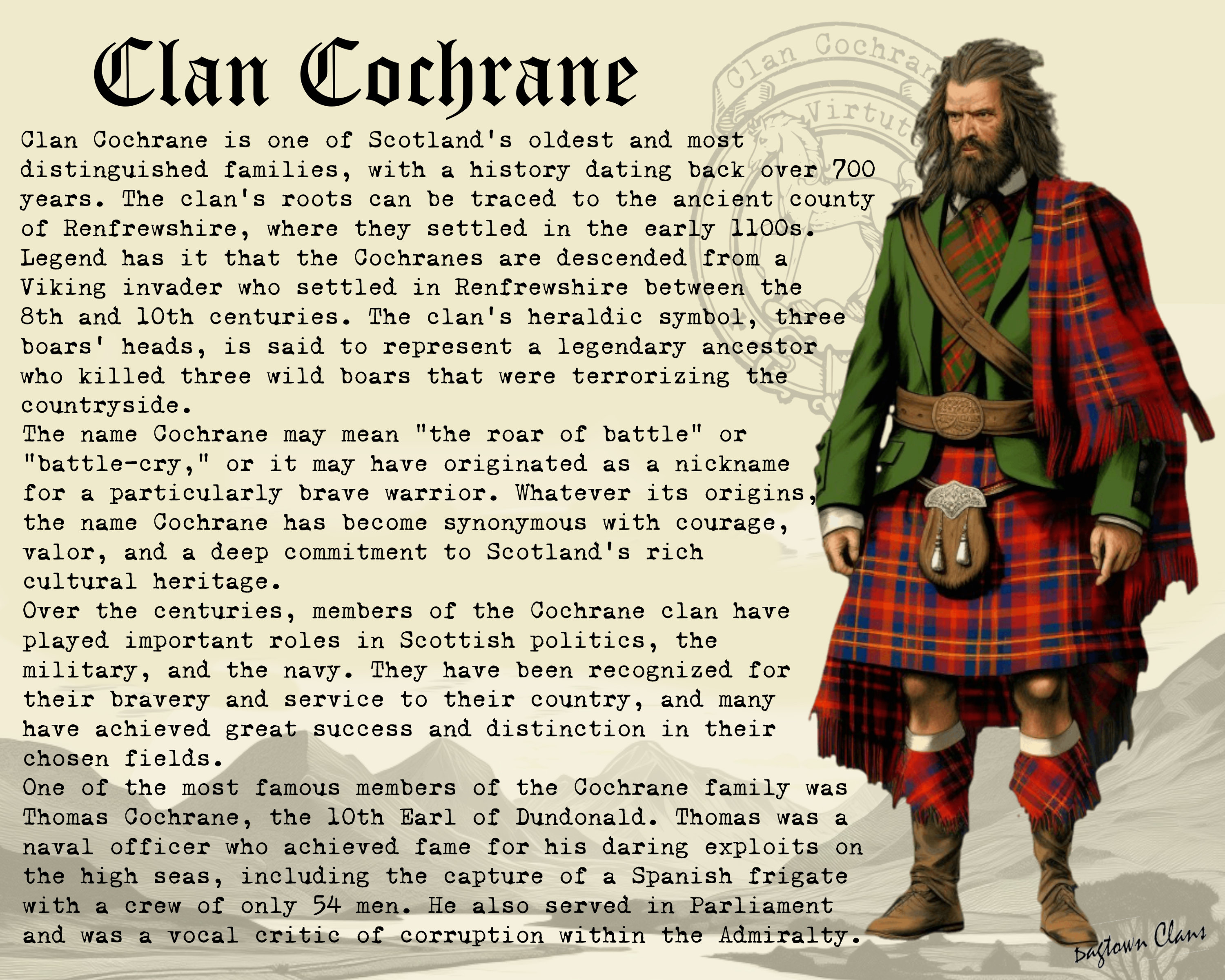 Clan Cochrane Scottish History Poster - Etsy Canada