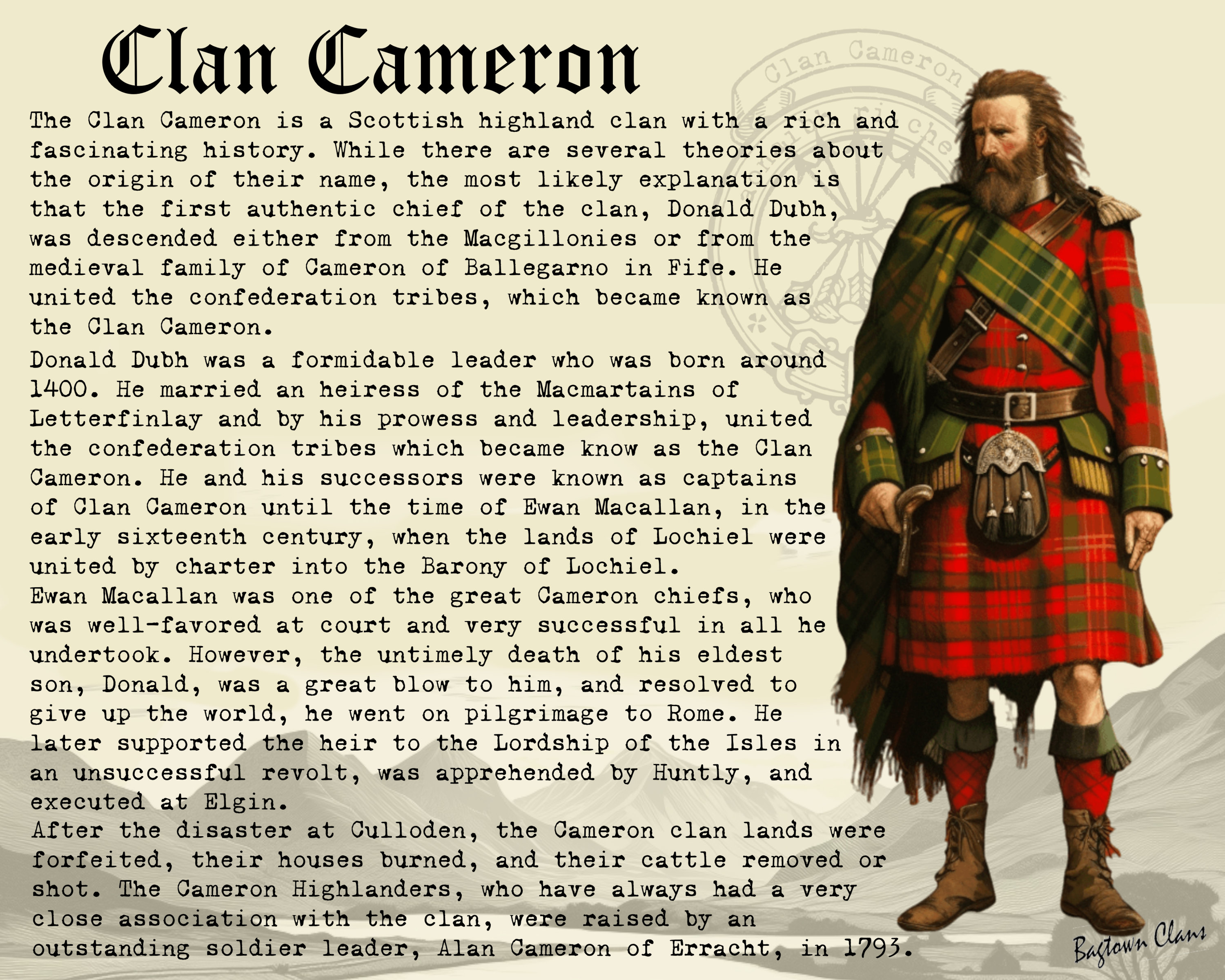 Clan Cameron Scottish History Poster - Etsy