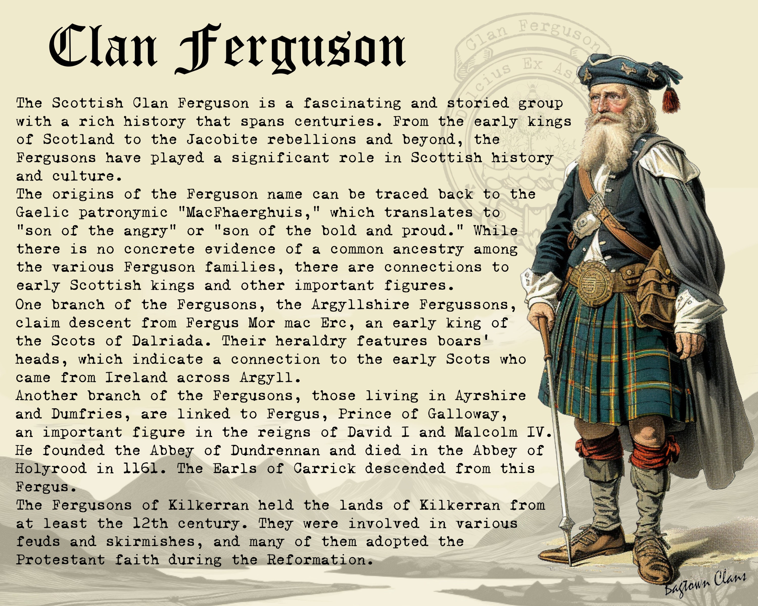 Clan Ferguson Scottish History Poster - Etsy