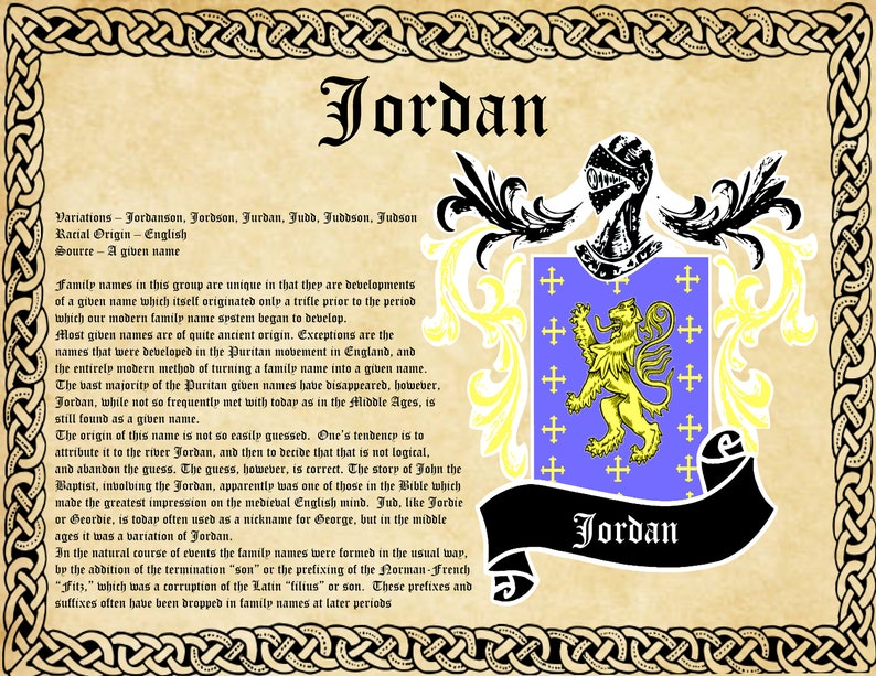Jordan Coat of Arms Vintage Poster - Etsy
