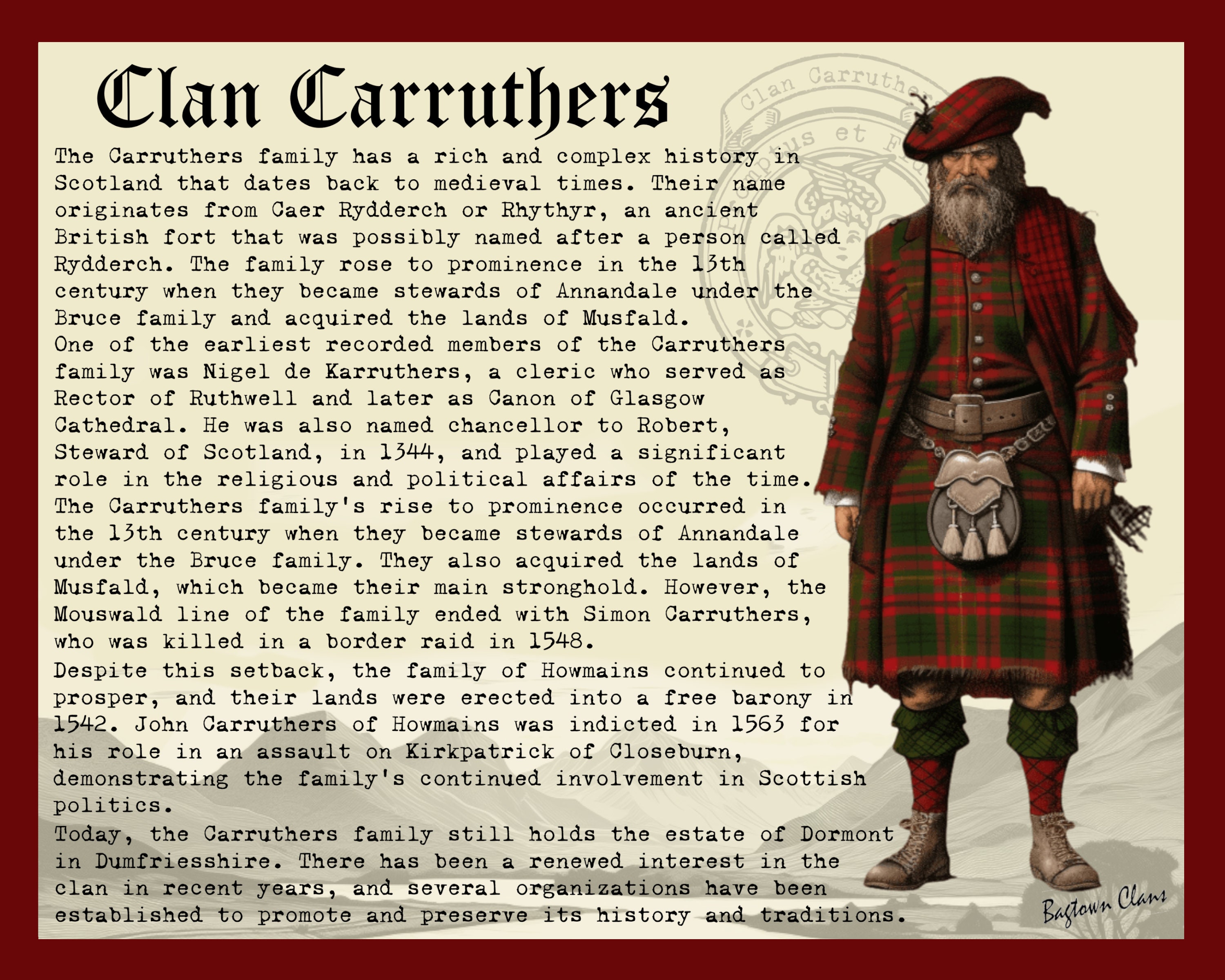 Clan Carruthers Scottish History Poster - Etsy