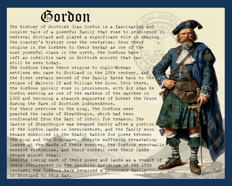 Clan Gordon Scottish History Poster - Etsy