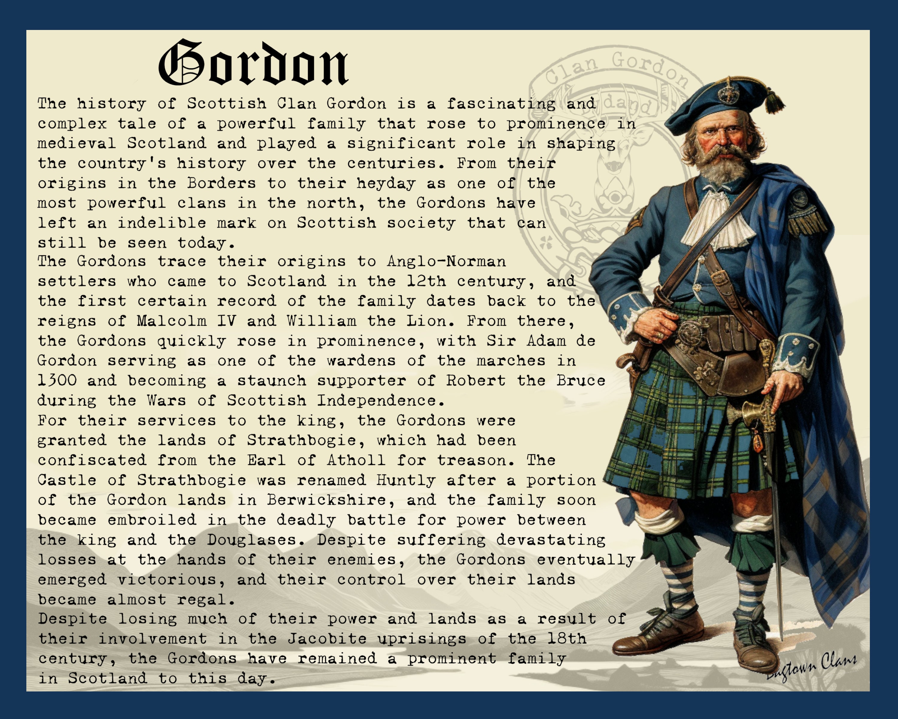 Clan Gordon Scottish History Poster - Etsy