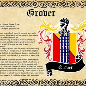 Grover Coat of Arms Vintage Poster - Etsy