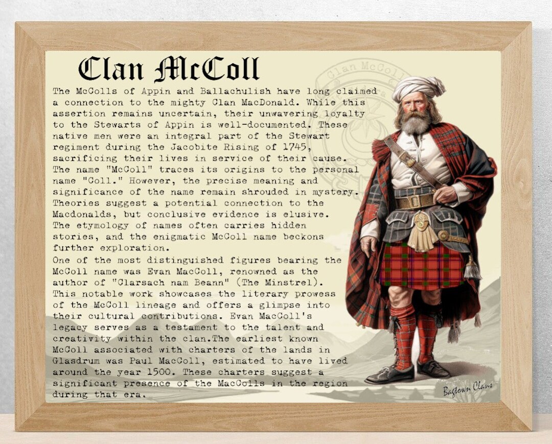 Clan Mccoll Scottish History Poster - Etsy Canada
