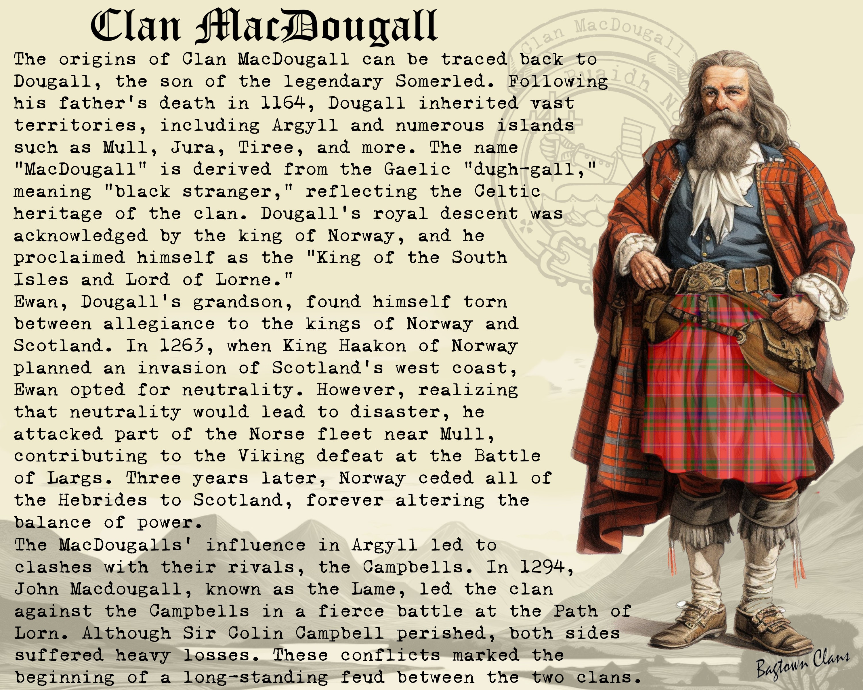 Macdougall Scottish Clan History Poster - Etsy