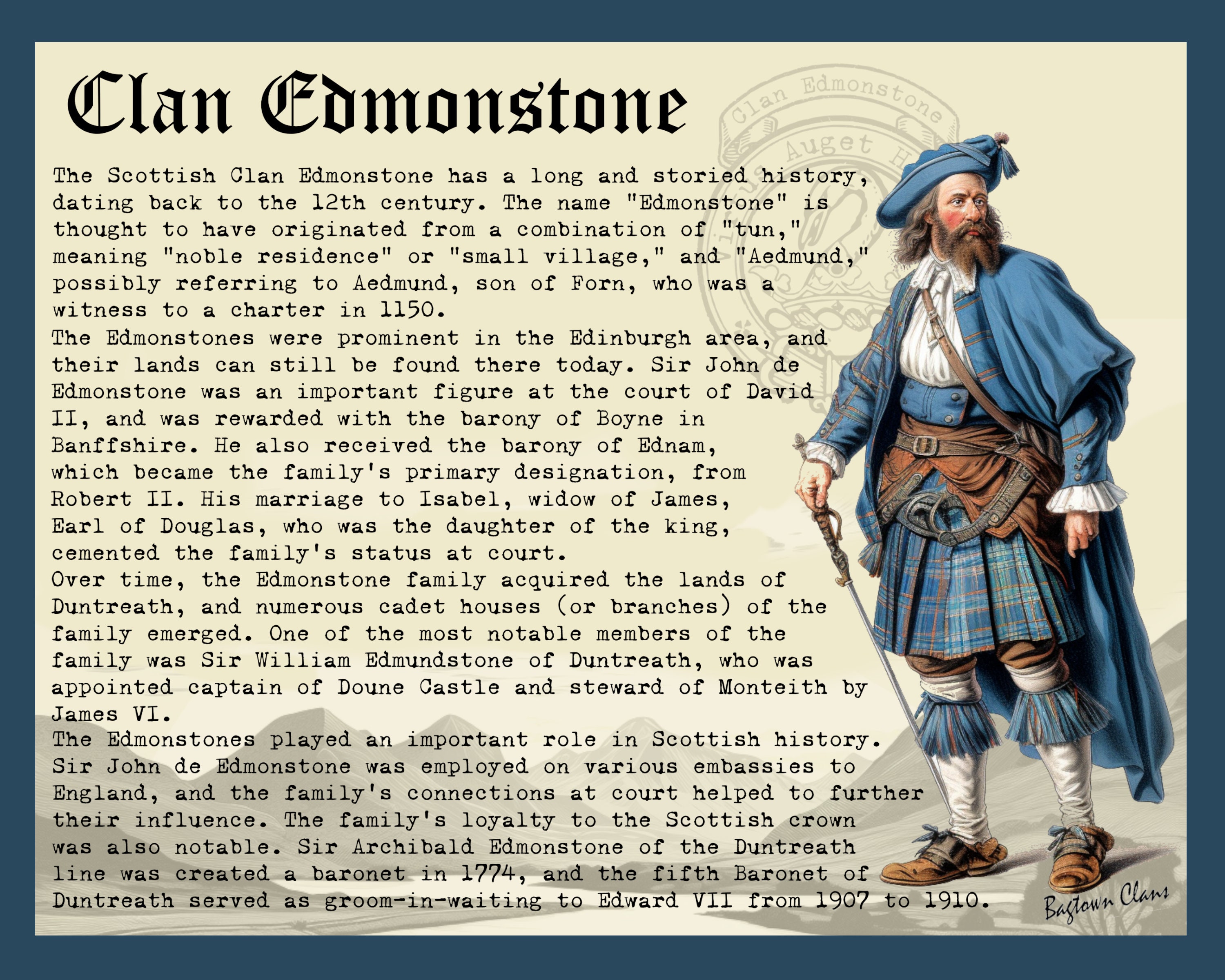 Clan Edmonstone Scottish History Poster - Etsy