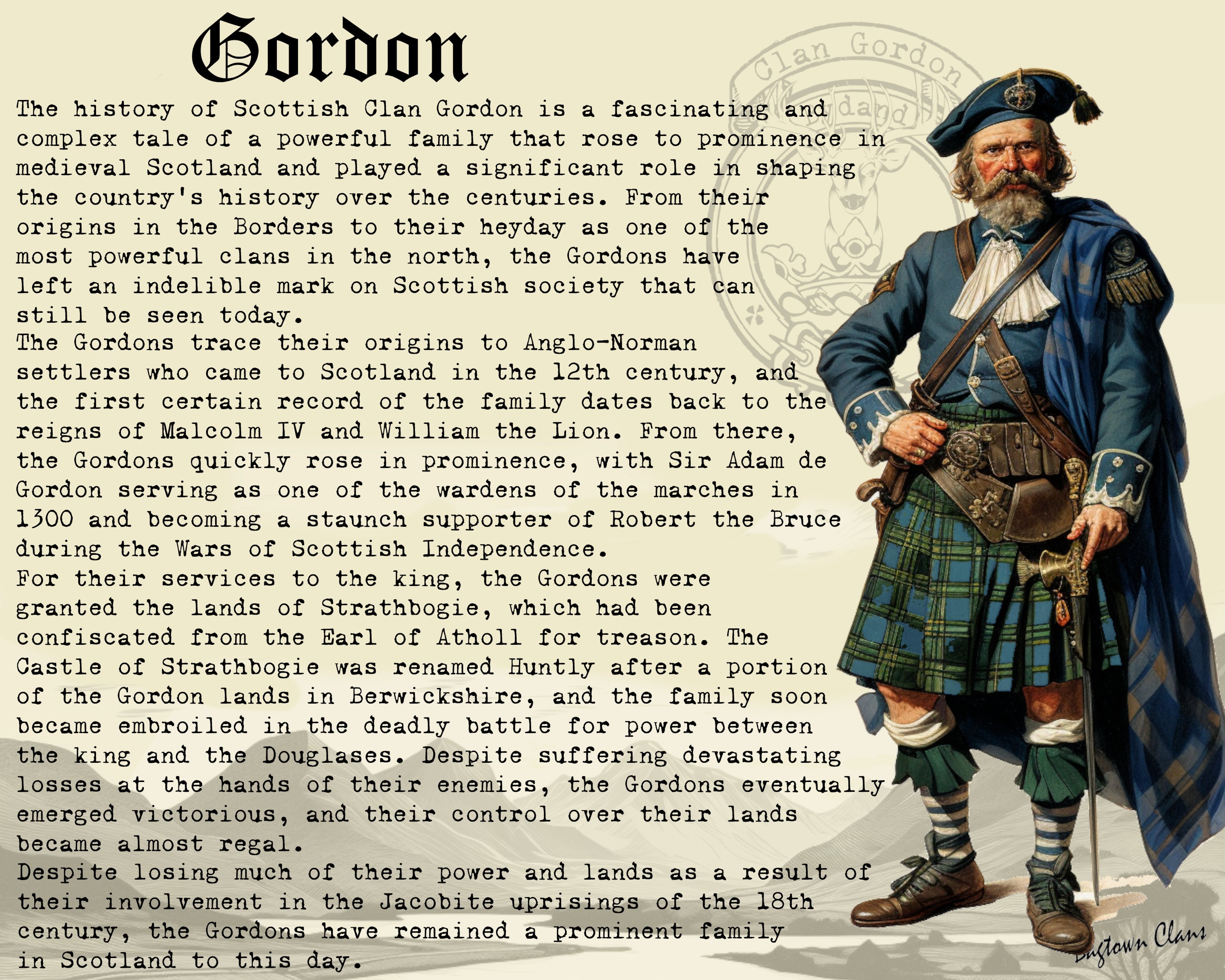 Clan Gordon Scottish History Poster - Etsy