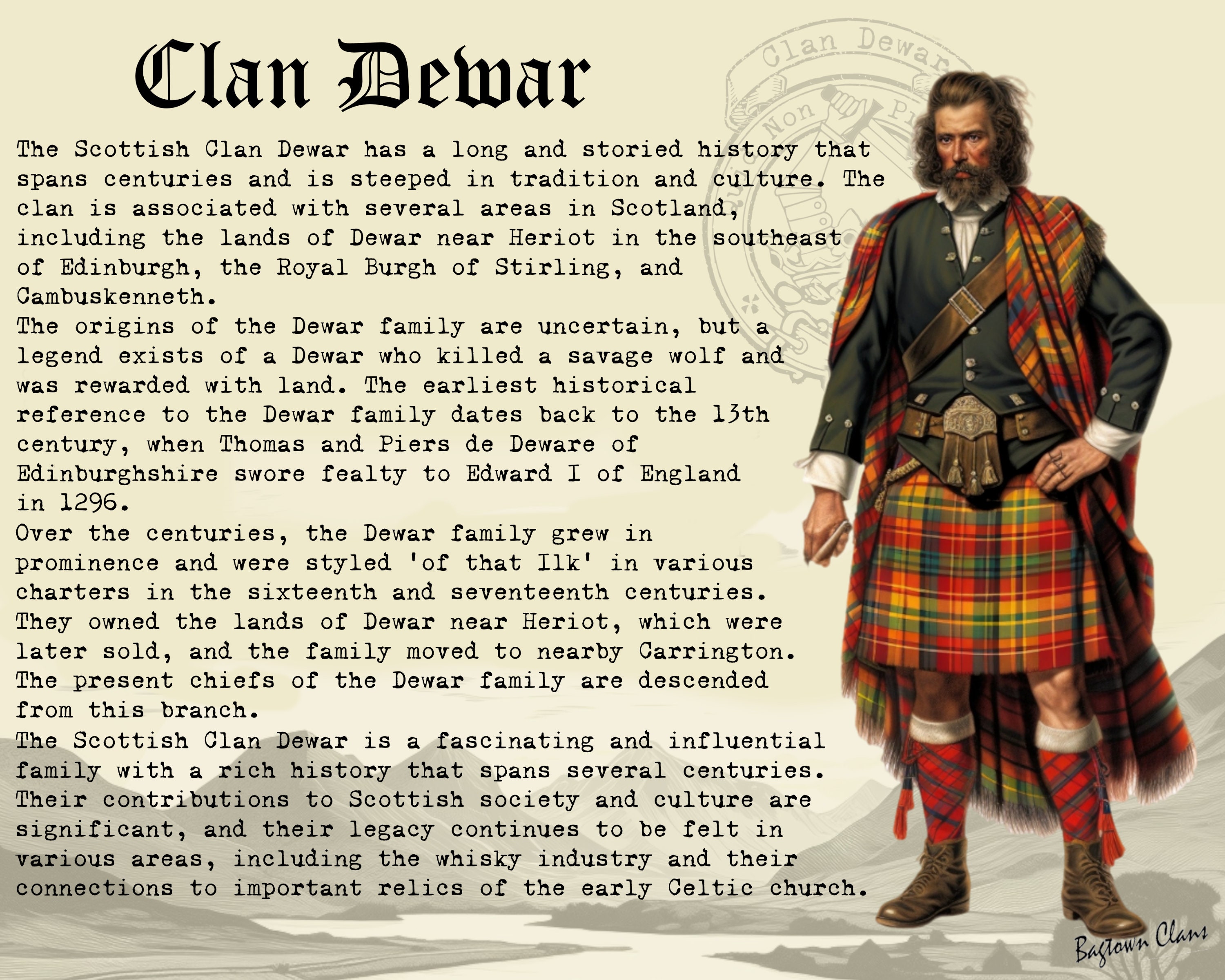 Clan Dewar Scottish History Poster - Etsy