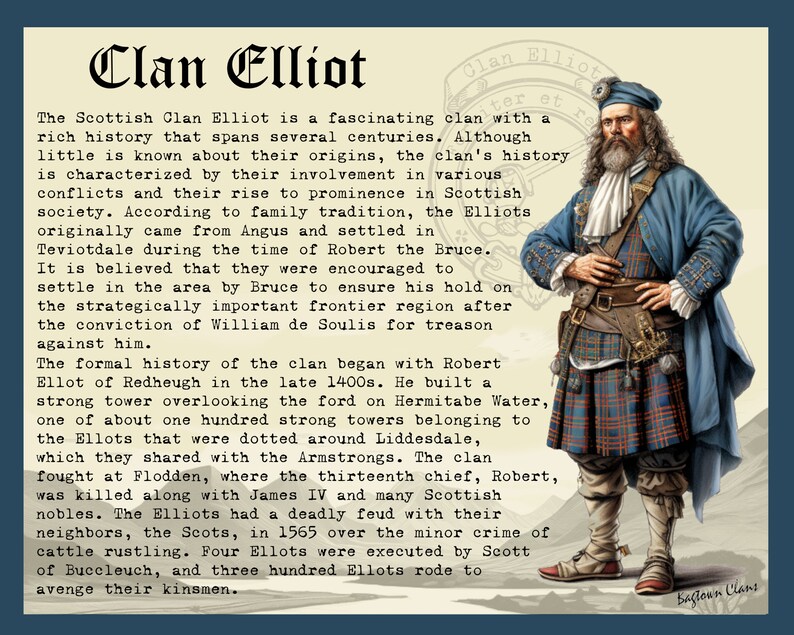 Clan Elliot Scottish History Poster - Etsy