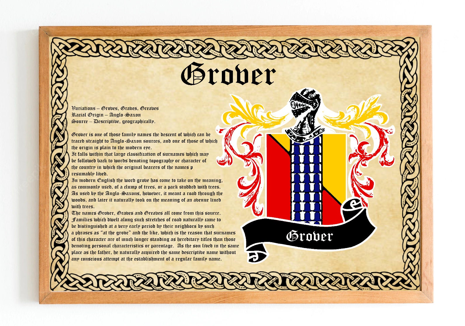 Grover Coat of Arms Vintage Poster - Etsy