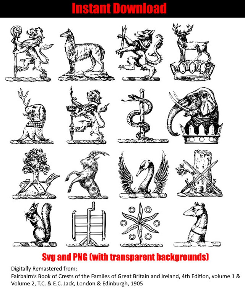 16 Heraldry Vectors (SVG & PNG). - Etsy