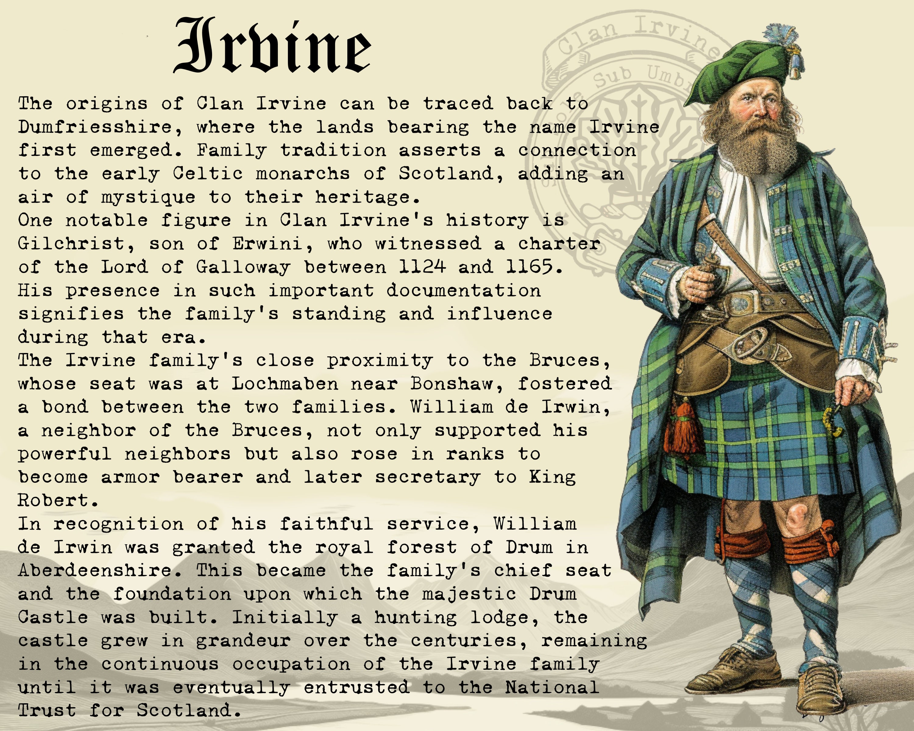 Clan Irvine Scottish History Poster - Etsy