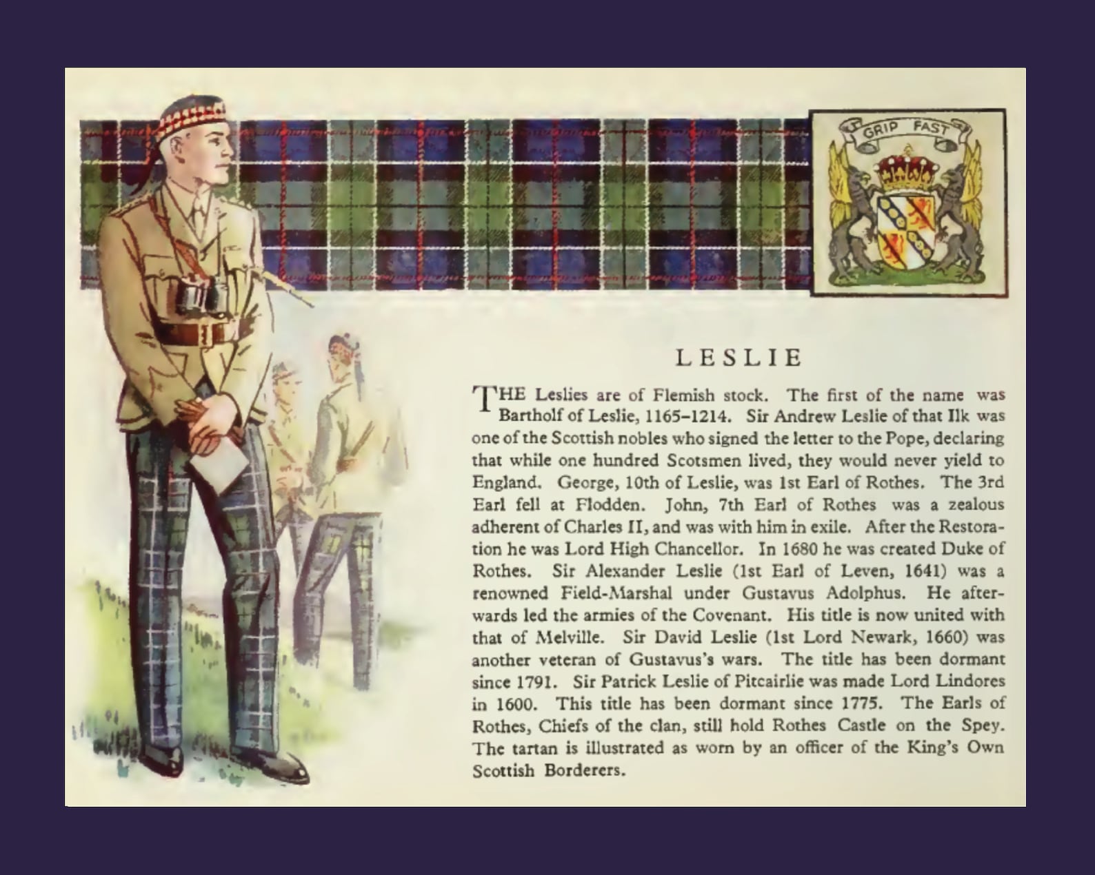Clan Leslie Vintage Poster - Etsy