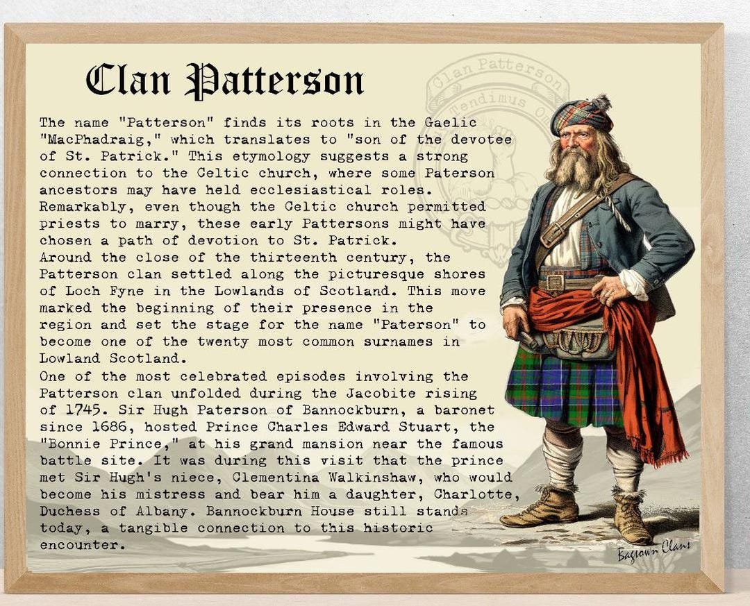 Clan Patterson Scottish History Poster - Etsy