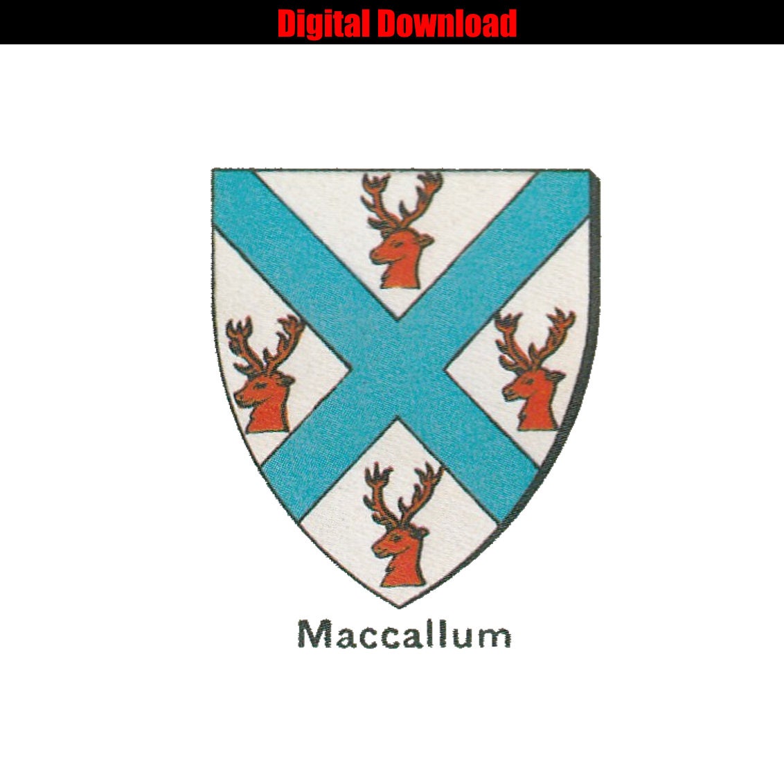 Maccallum Scottish Clan 1906 Vintage Coat of Arms Image (digital ...