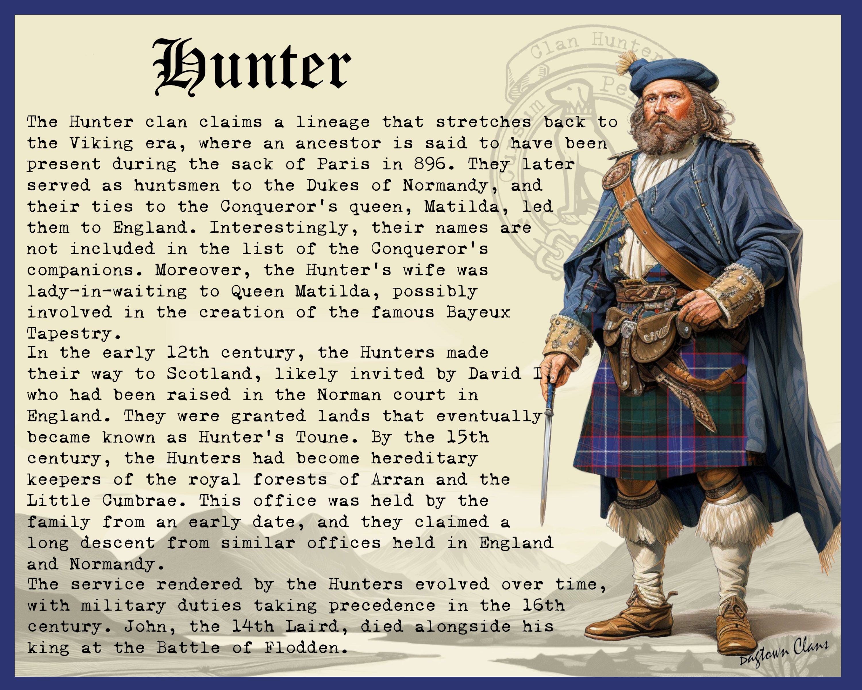 Clan Hunter Scottish History Poster - Etsy