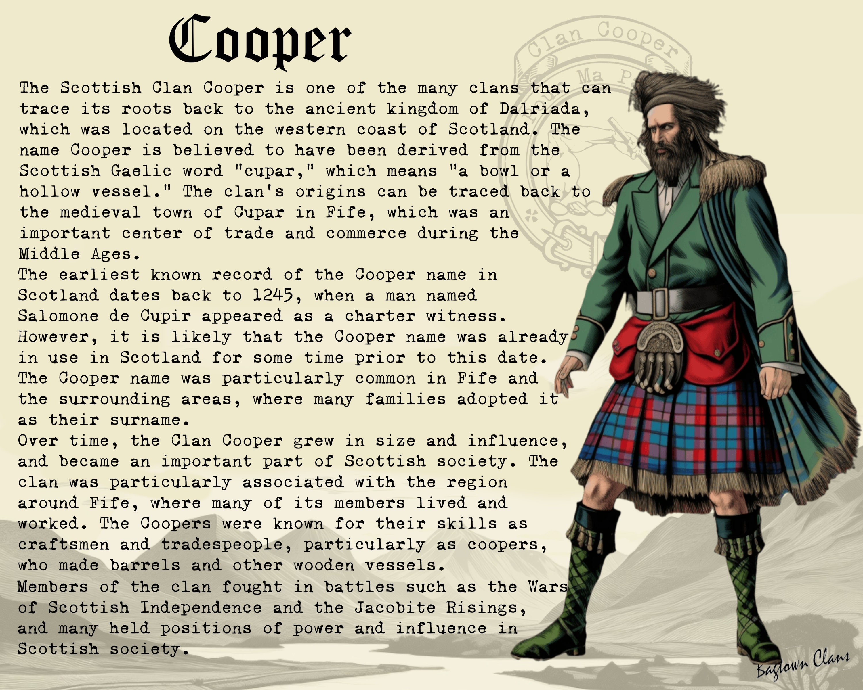 Clan Cooper Scottish History Poster - Etsy