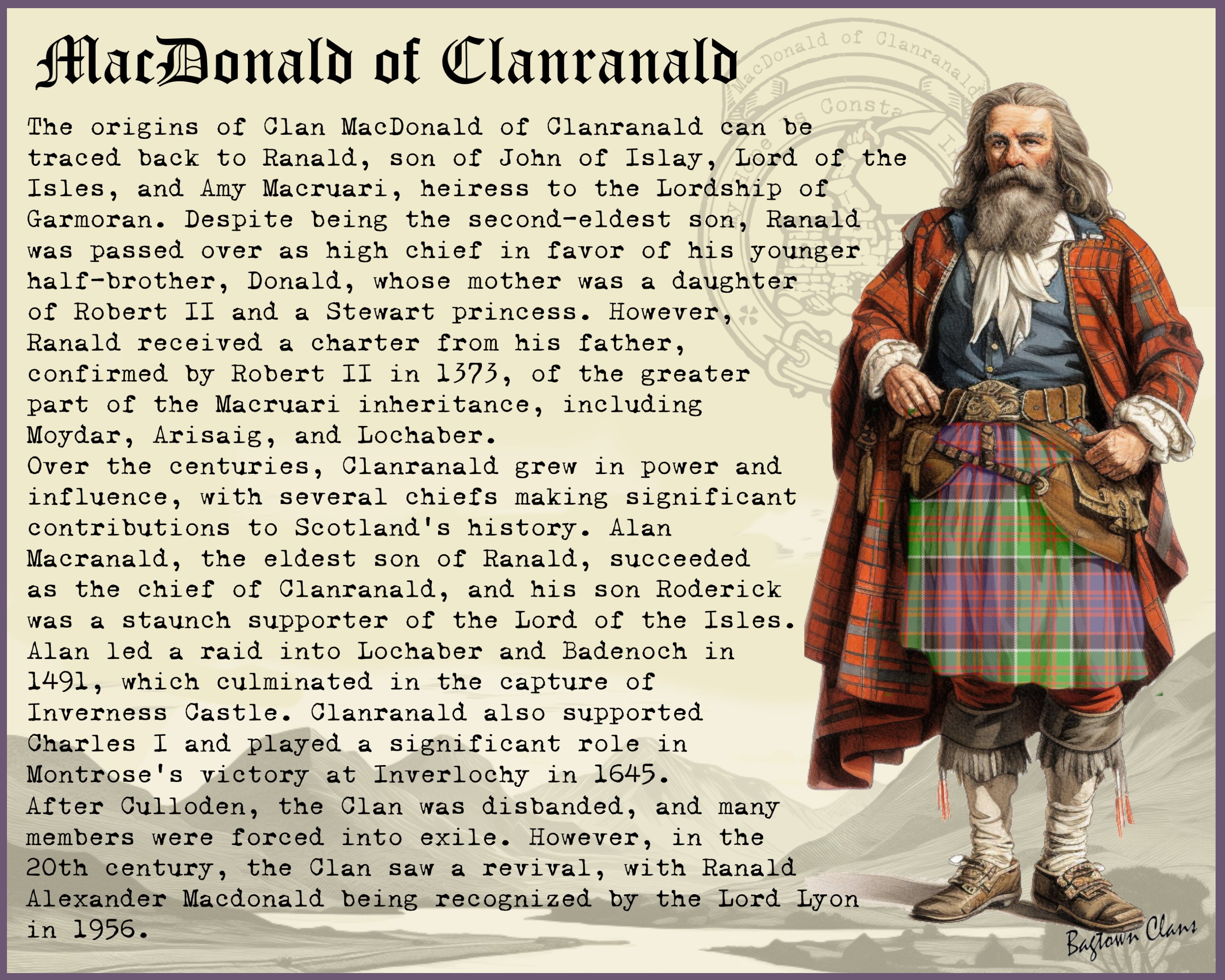 Macdonald of Clanranald Scottish Clan History Poster - Etsy